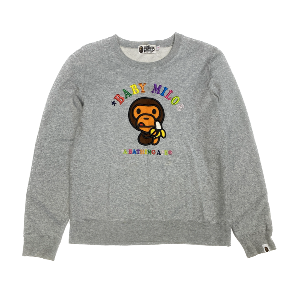 BAPE OG Milo Rainbow Embroidery Grey Crewneck – VV department
