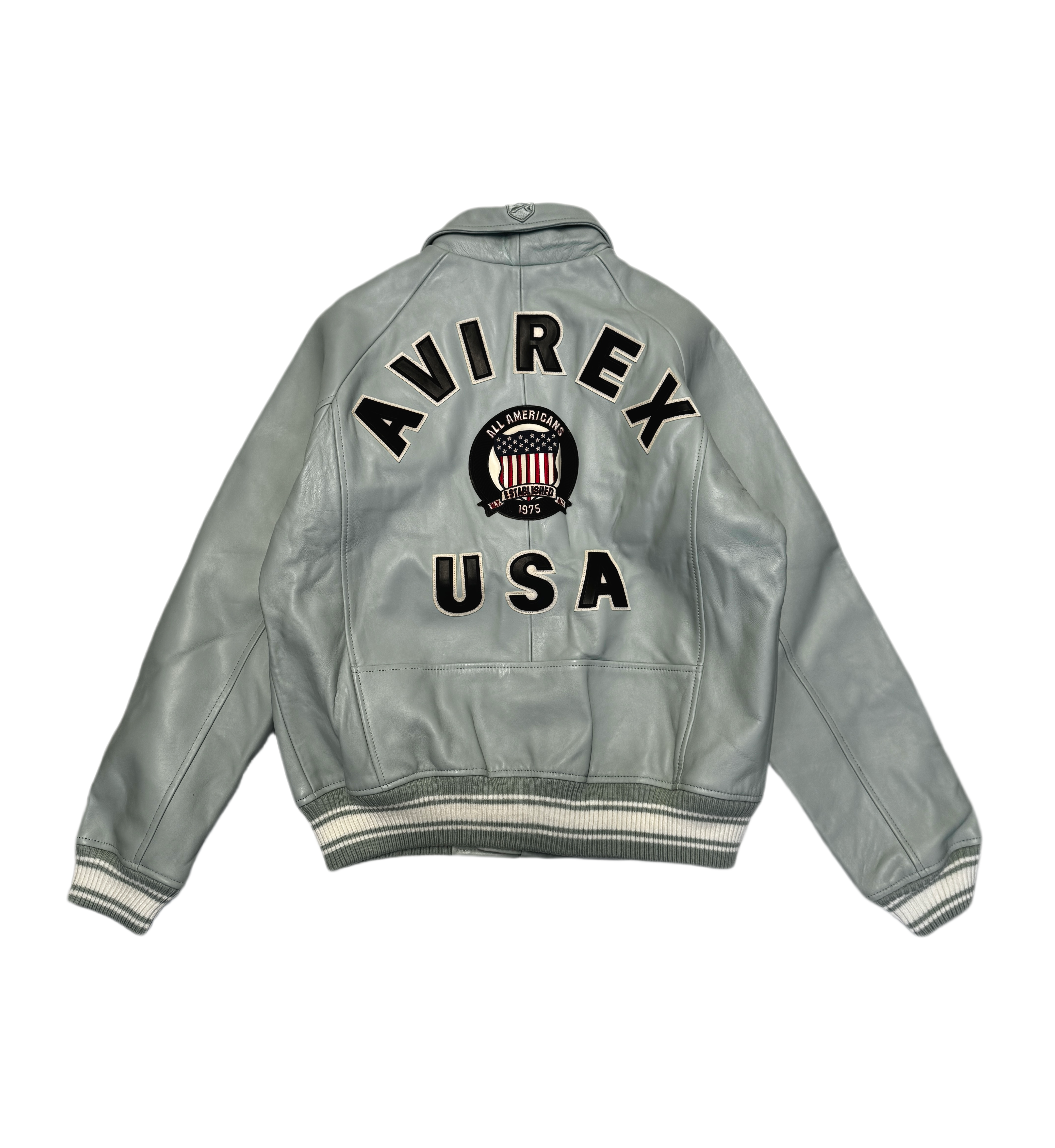 Avirex Varisty Baby Blue Leather Jacket – VV department